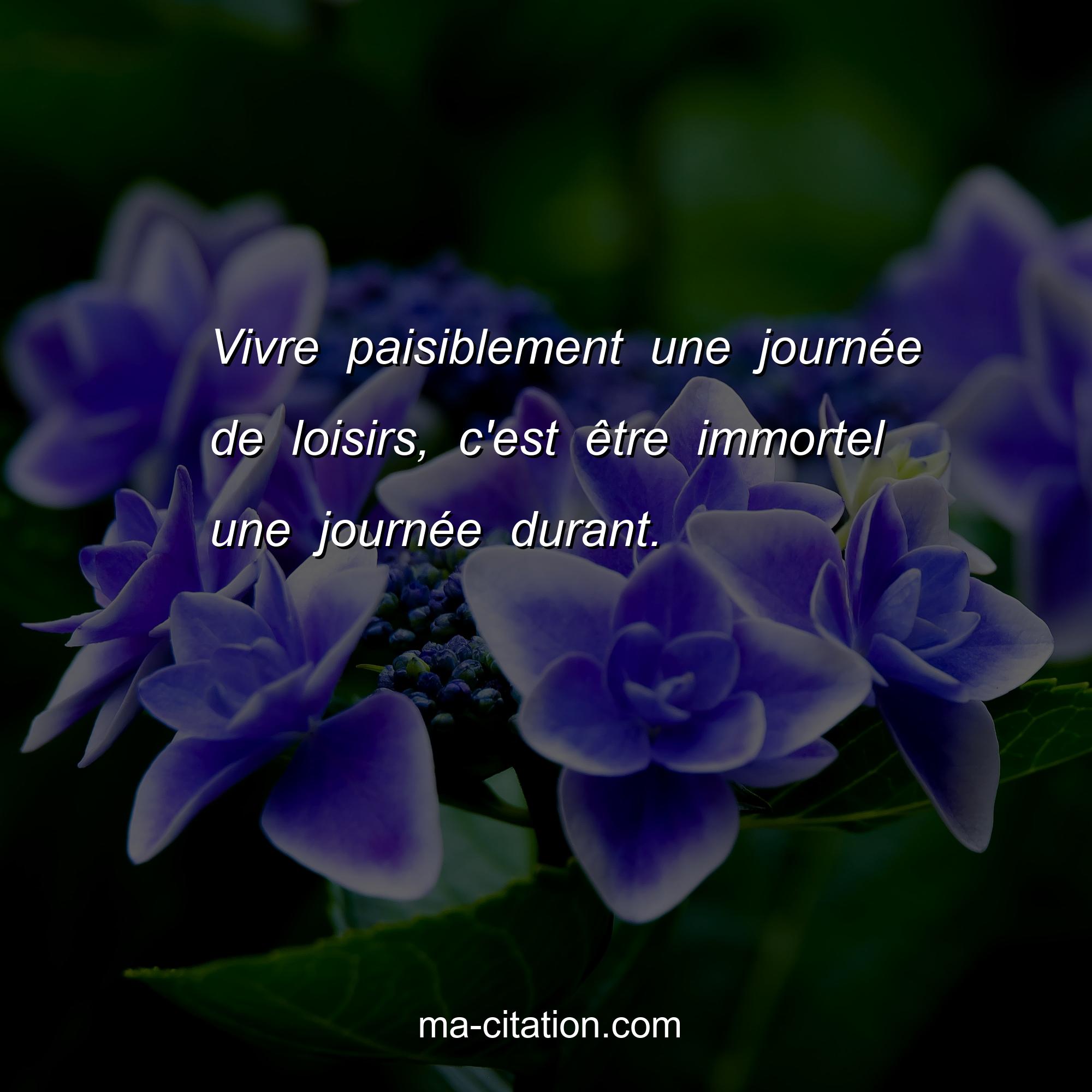 Vivre Paisiblement Une Journ e De Loisirs C est tre Immortel Une Vivre Paisiblement Une Journ e De Loisirs C est tre Immortel Une